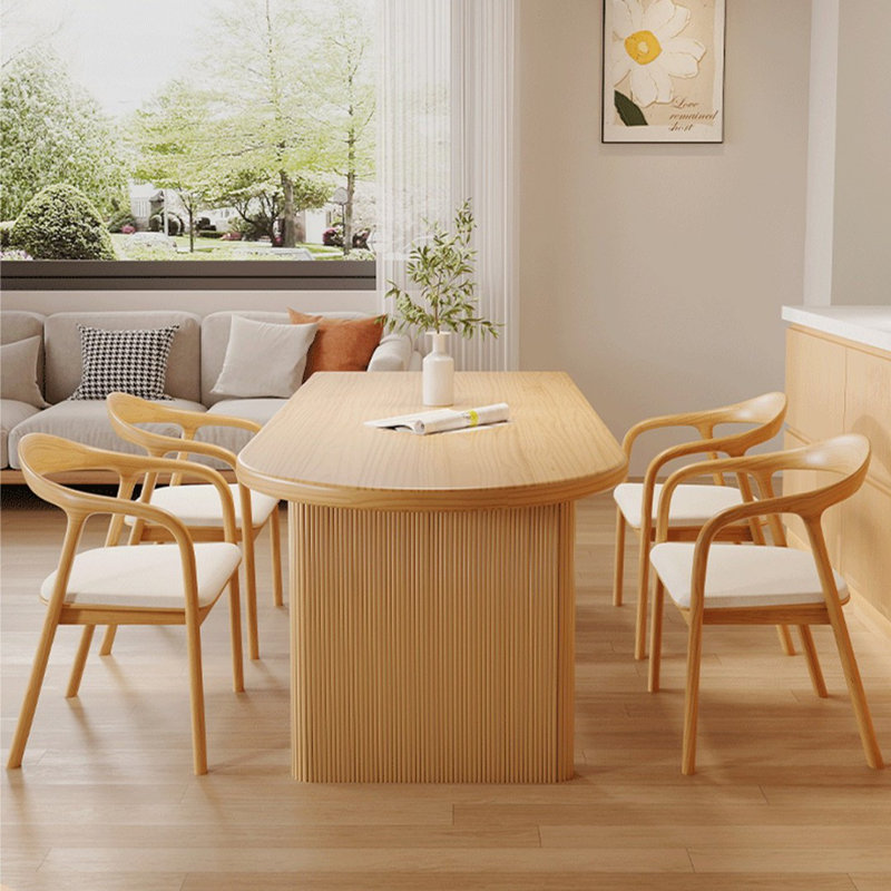 Burlywood Half circle Solid Wood Dining Table 29.53 H x 62.99 L x 27.56 W